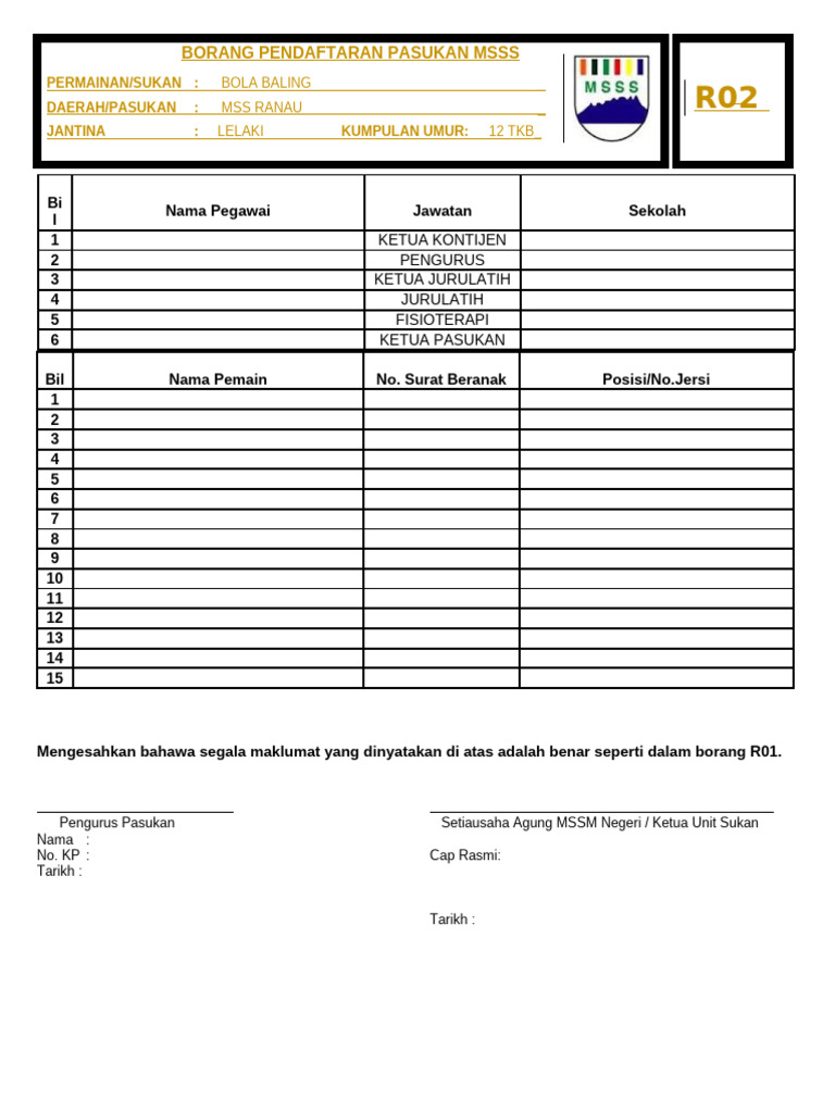 Borang Pendaftaran R02 Latest | PDF