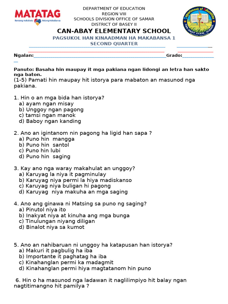 Second Periodical Test Makabansa Matatag | PDF