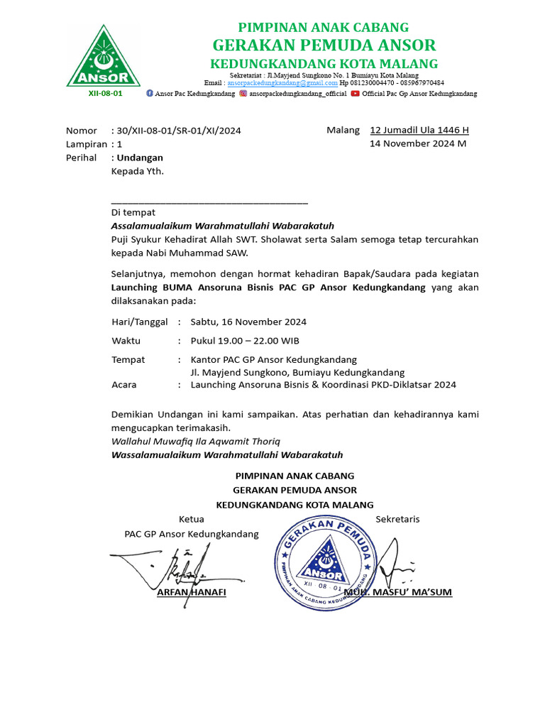 Undangan Launching BUMA Ansoruna Bisnis | PDF