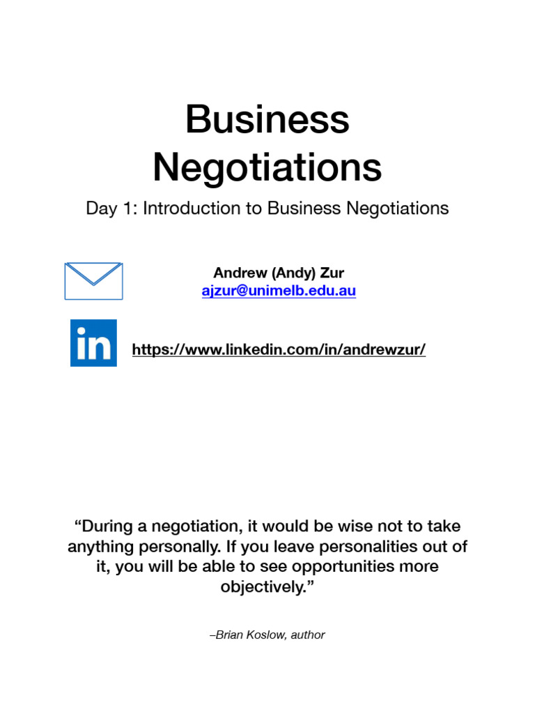 Introduction To Business Negotiations - 2021 - Student - Compressed ...