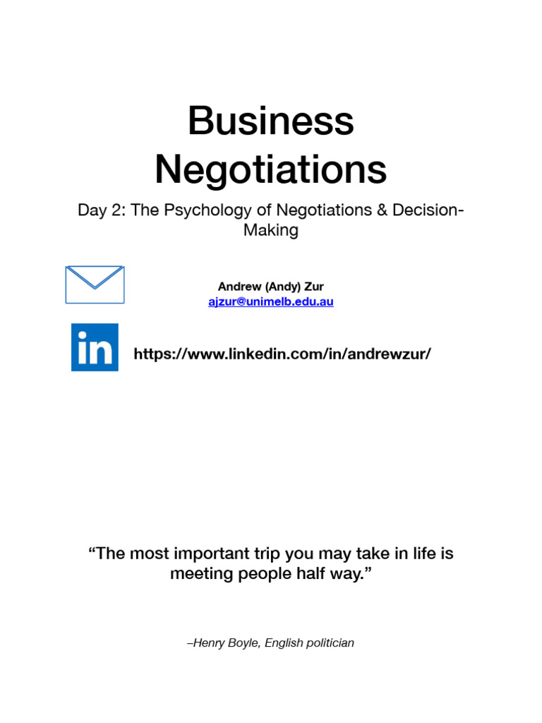 The Psychology of Negotiations - 2021 - Student - Compressed | PDF | Rationality | Decision Making