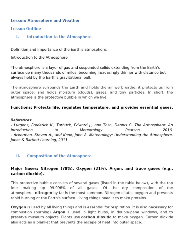 Atmosphere and Weather Lesson | PDF | Atmosphere | Atmosphere Of Earth