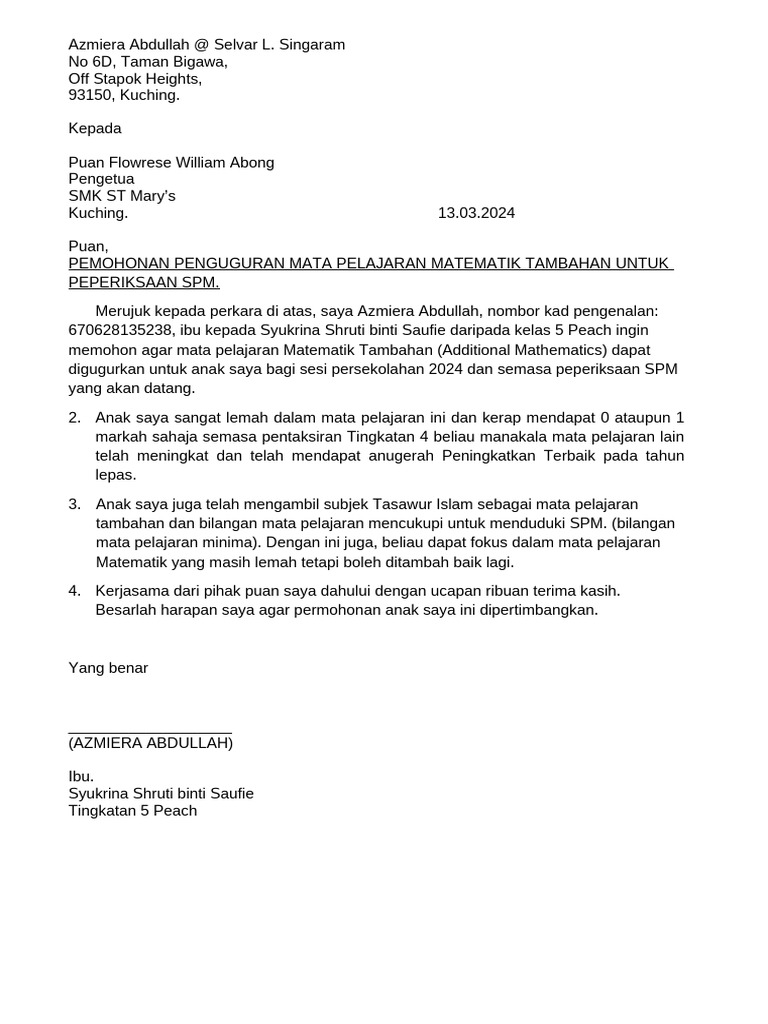 Surat Contoh | PDF
