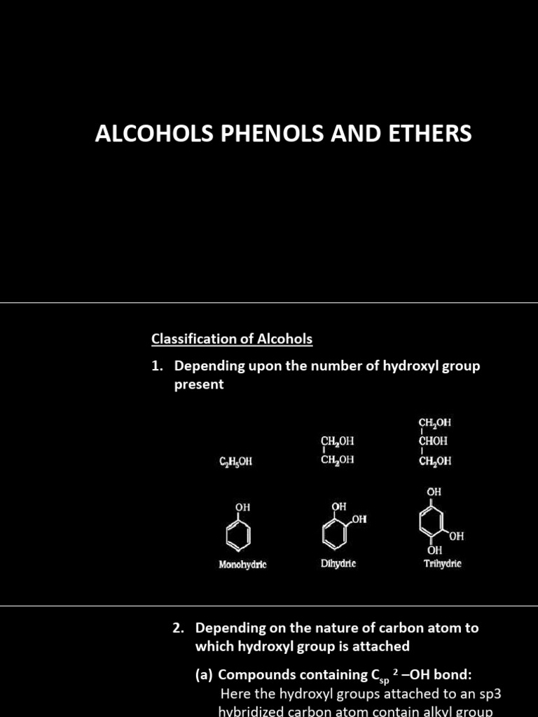 Alcohols, Phenols, and Ethers Overview | PDF | Aldehyde | Alkene