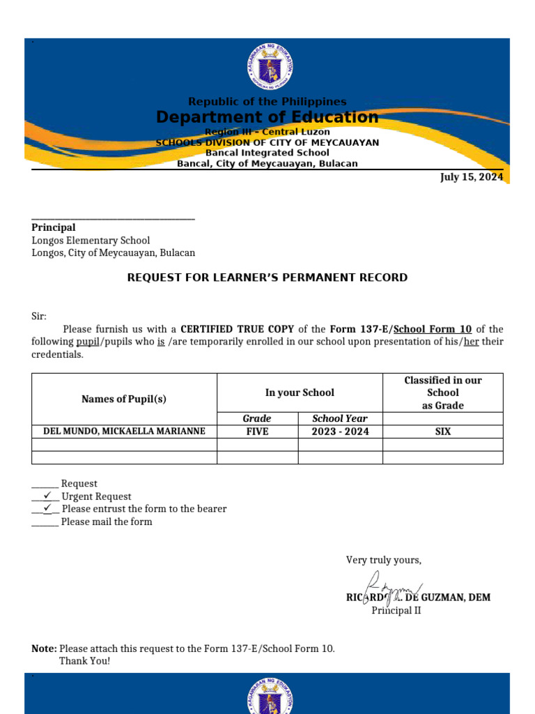 Request For Permanent Record | PDF | Government | Public Administration