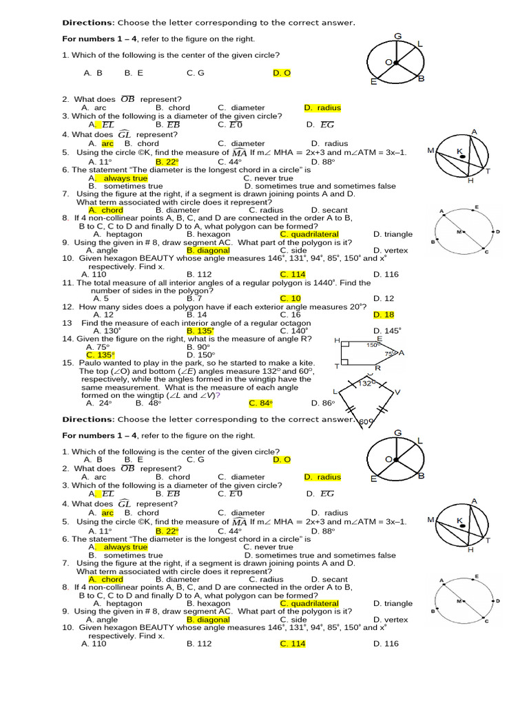 Circle Quiz - Lily | PDF | Circle | Polygon