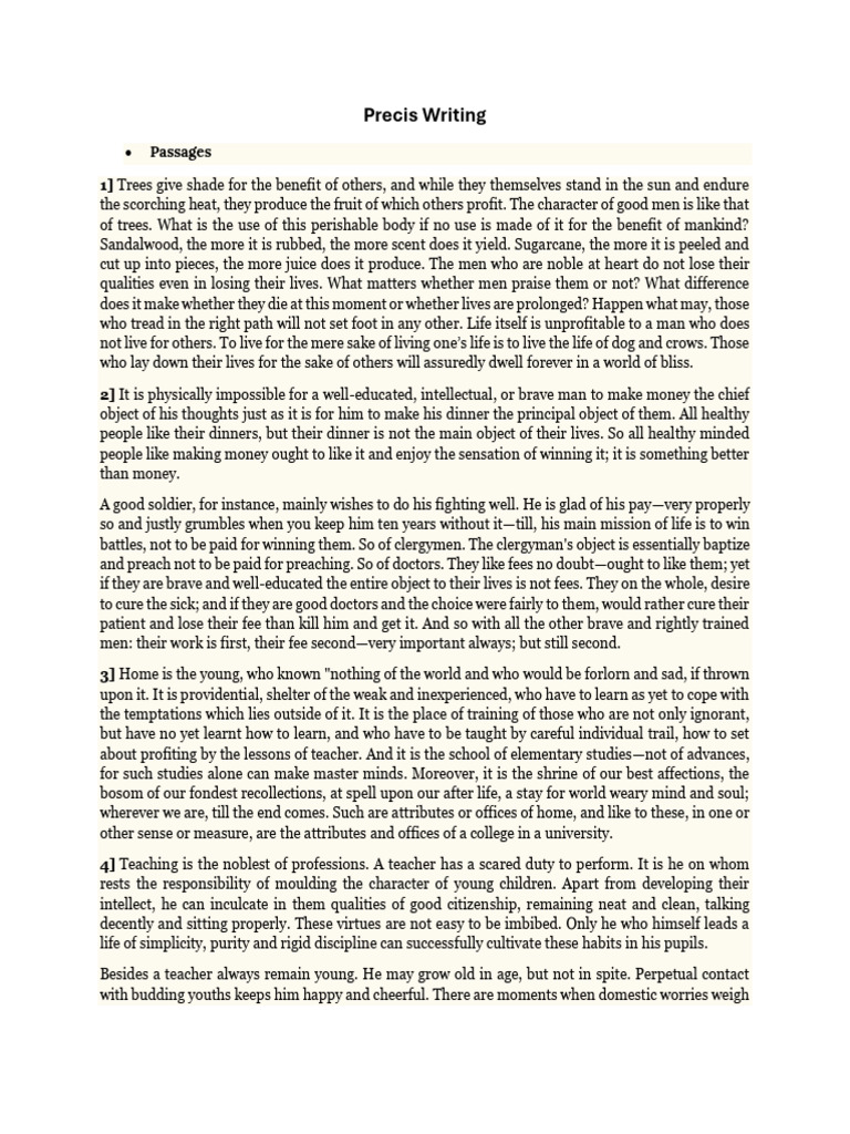 Precis Passages | PDF