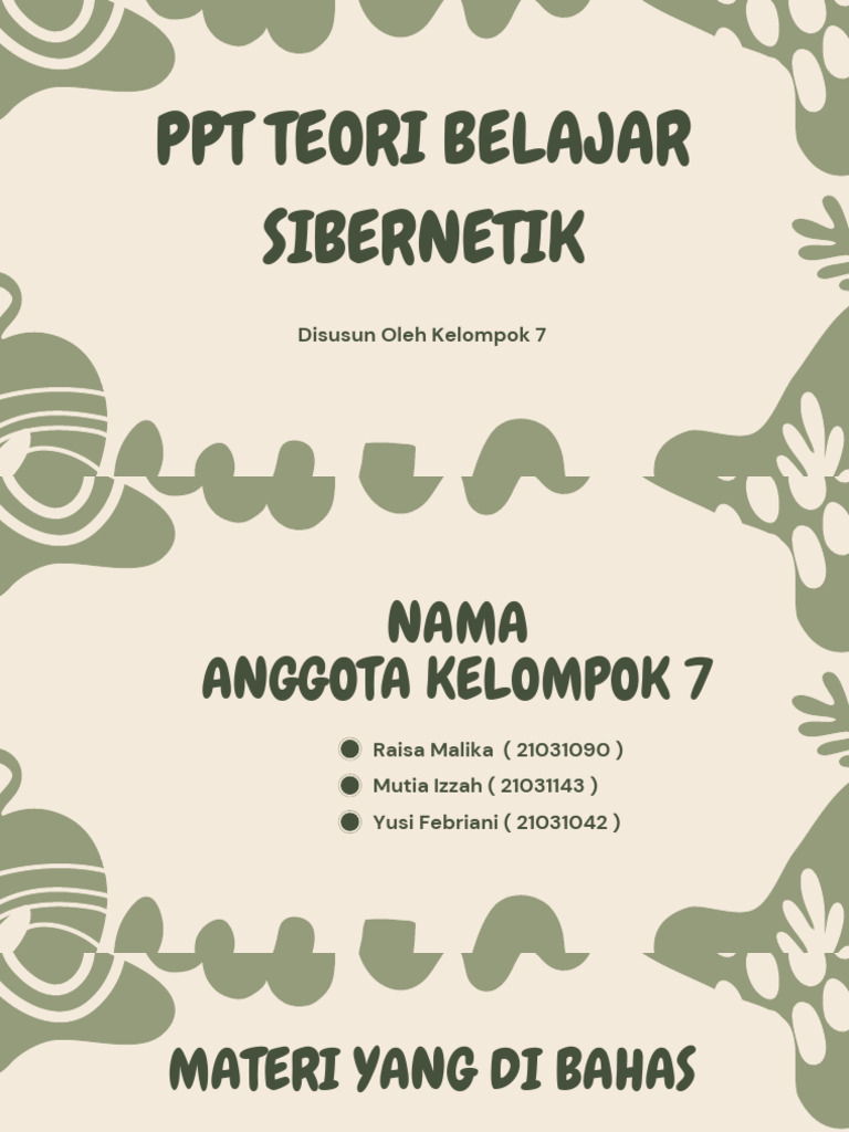 Kelompok 7 Teori Belajar Sibernetik PDF | PDF