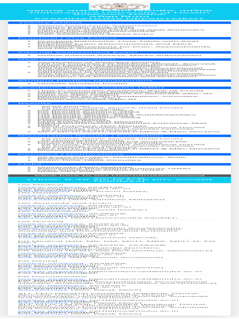 Welcome Exam Dept MUHS | PDF | Vocational Education | Qualifications