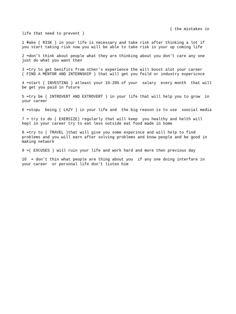 Avoid These Worst Mistakes I Made, That Can Destroy Your Life | PDF