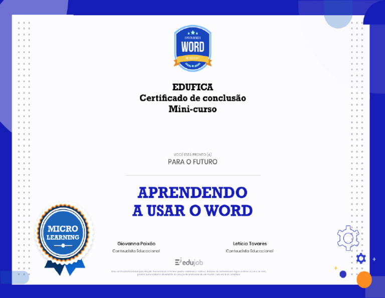 Livya Maia Da Paz Aprendendo A Usar o Word Micro Learning Aprendendo A ...
