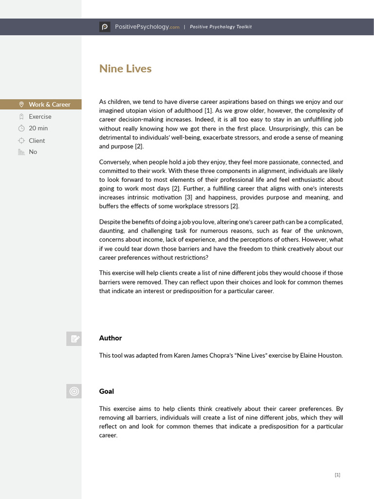 65c601e686b585cb1daa17c5 Nine-Lives | PDF | Positive Psychology ...