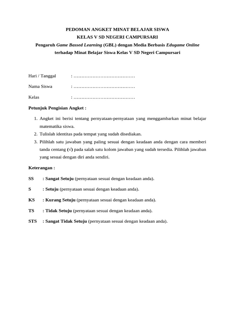 Pedoman Angket | PDF