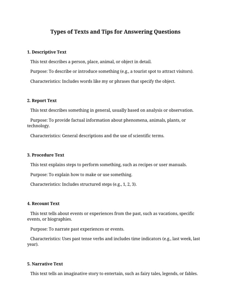 Types of Texts | PDF