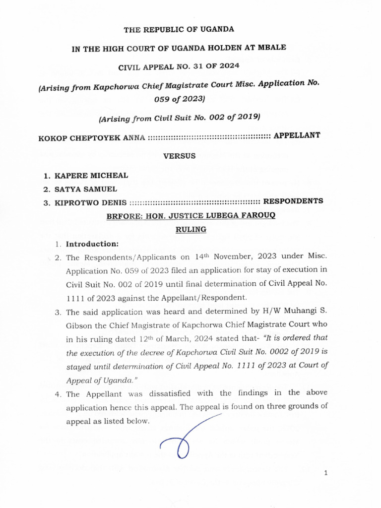 Kokop Cheptoyek Civil Appeal | PDF