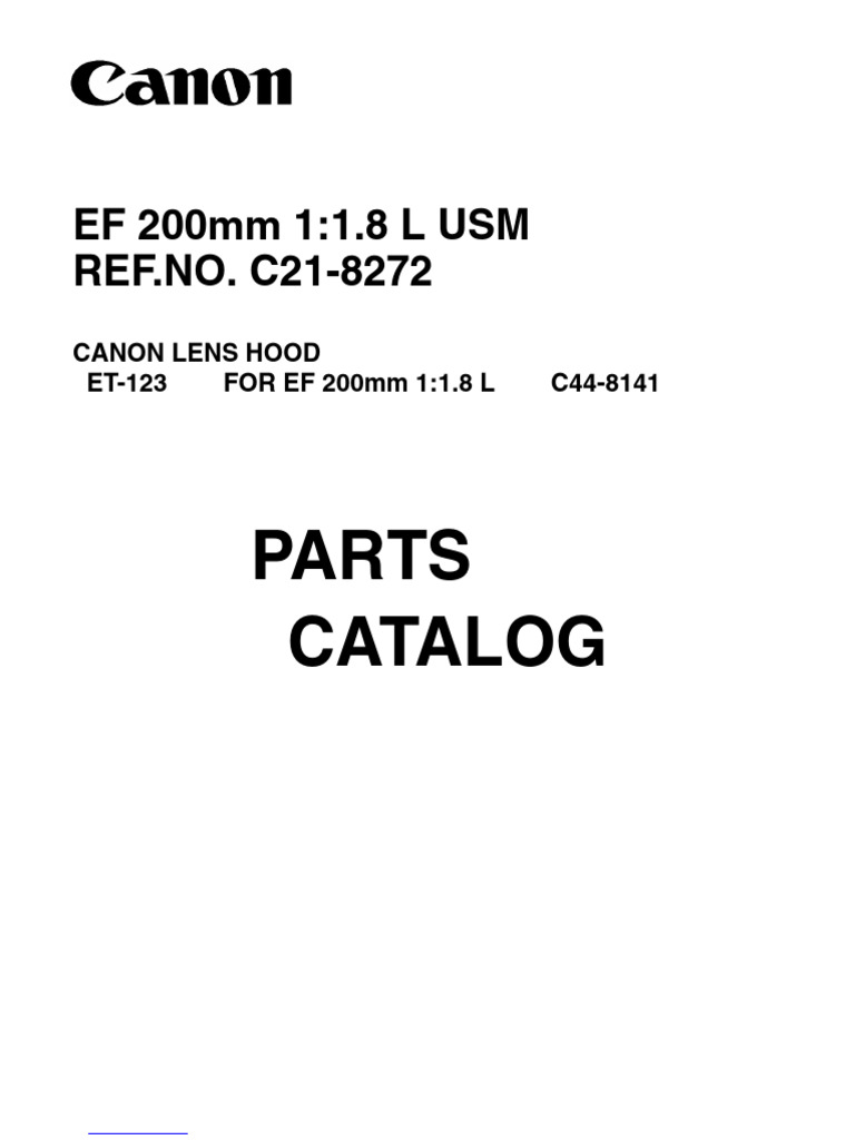 Canon EF 200mm USM Parts Catalog | PDF | Screw | Equipment