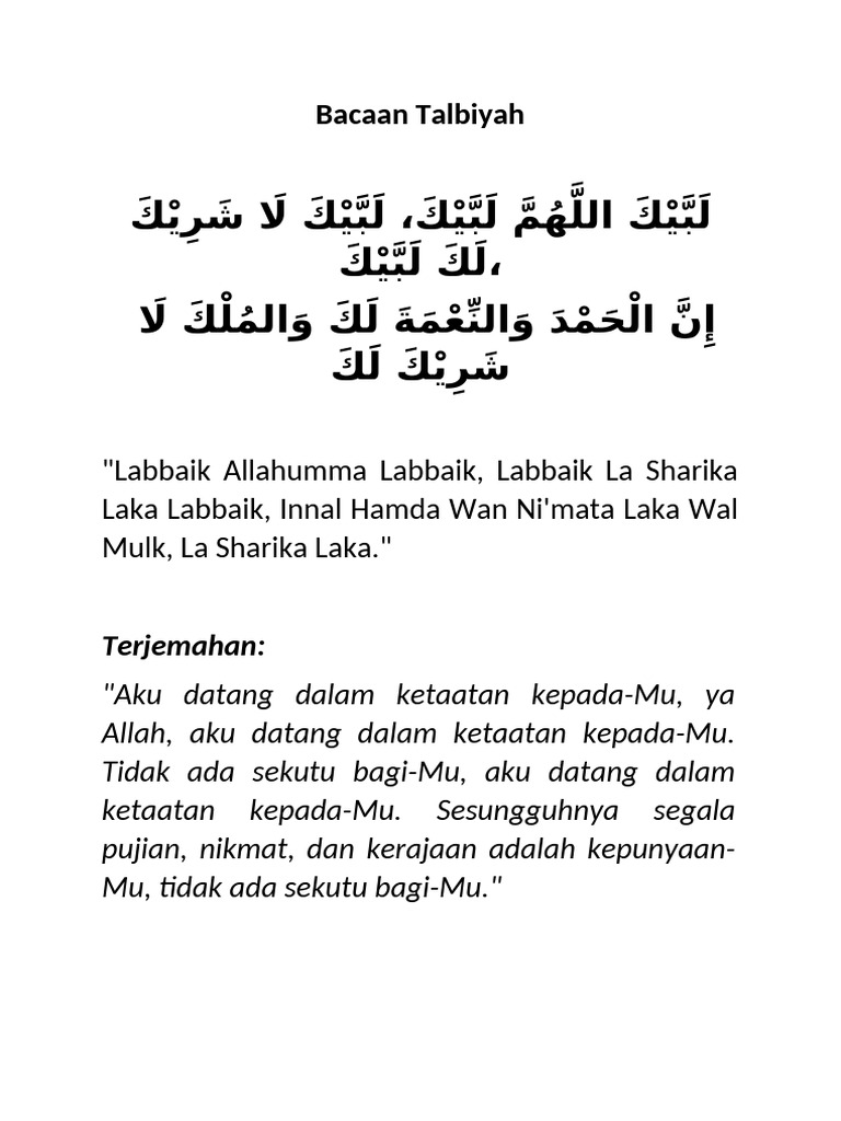 Bacaan Talbiyah | PDF