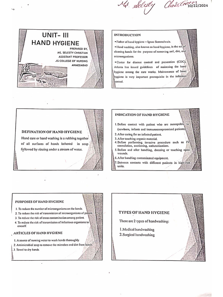 Ms. Selesty Mam (HAND HYGIENE) | PDF