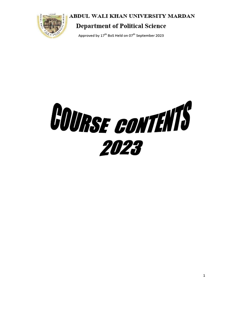 BS Political Science Syllabus 2023 | PDF | Methodology | Pakistan