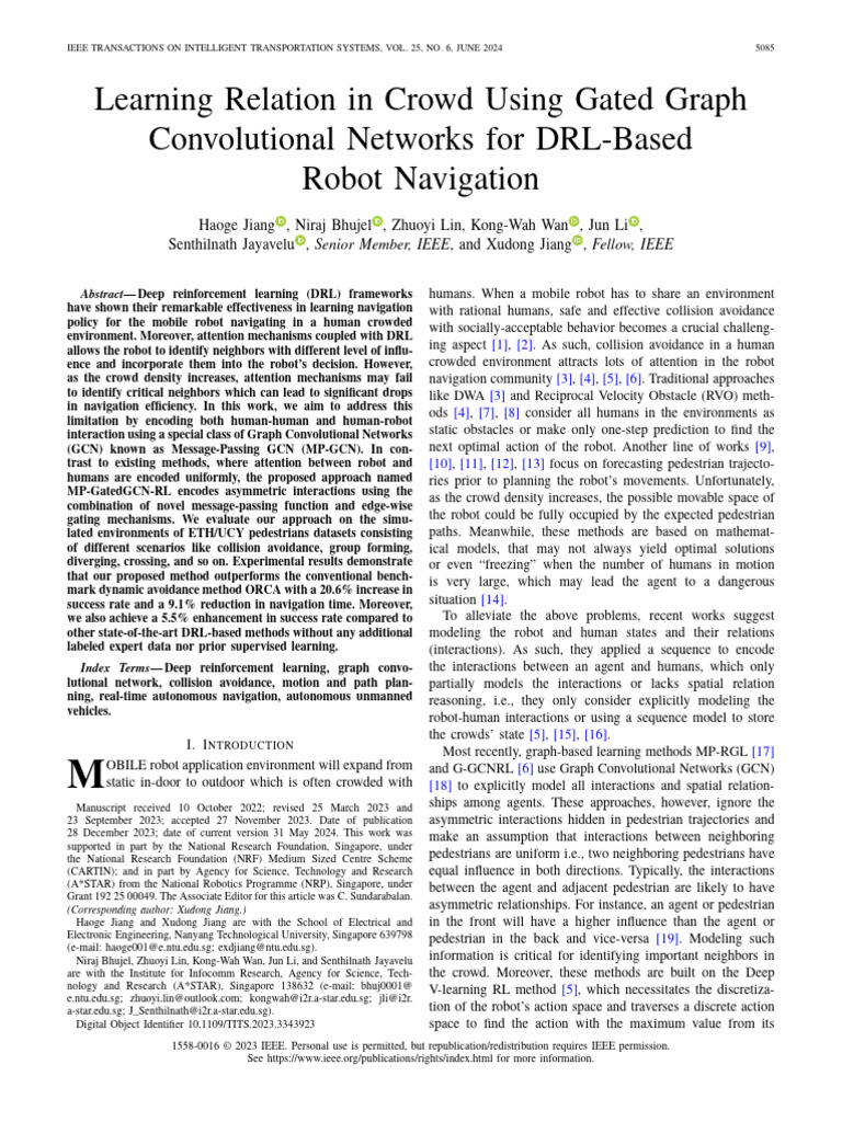 Learning Relation in Crowd Using Gated Graph Convolutional Networks For DRL-Based Robot ...