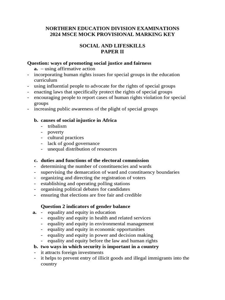 2024 Ned Mock Social Studies Marking Key Pii | PDF | Employment | Social Justice