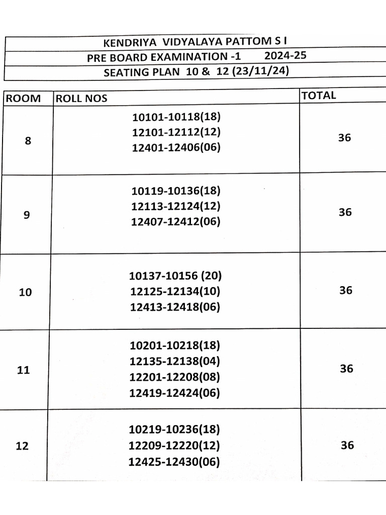 Seating Plan PB 1 23-12-24 | PDF