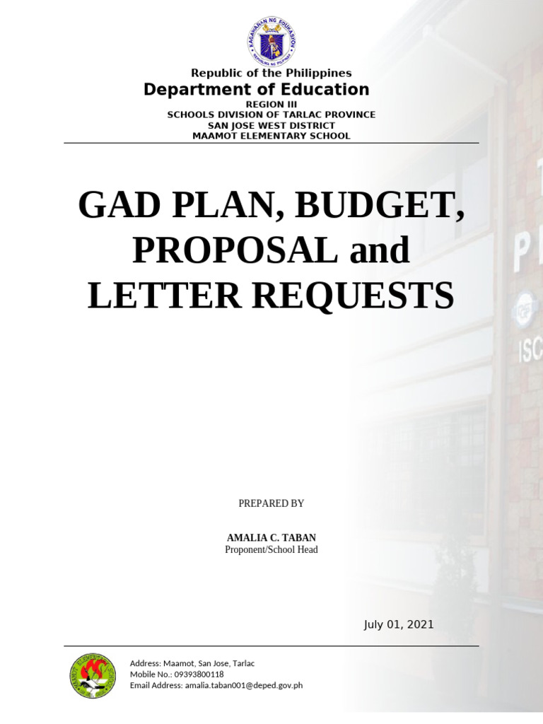 GAD Training Proposal: COVID-19 Webinar | PDF | Gender Equality | Gender Studies