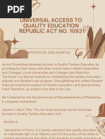 Universal Access to Tertiary Education Act | PDF | Cost Of Living ...