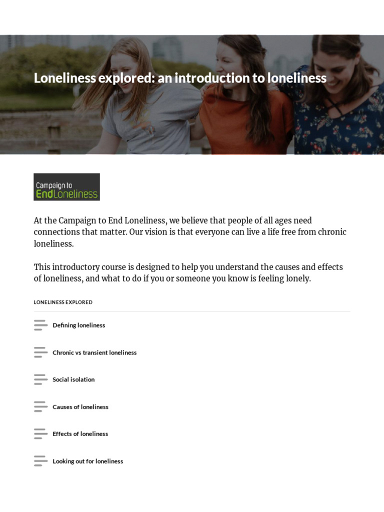 Loneliness Explored An Introduction To Loneliness | PDF | Loneliness ...