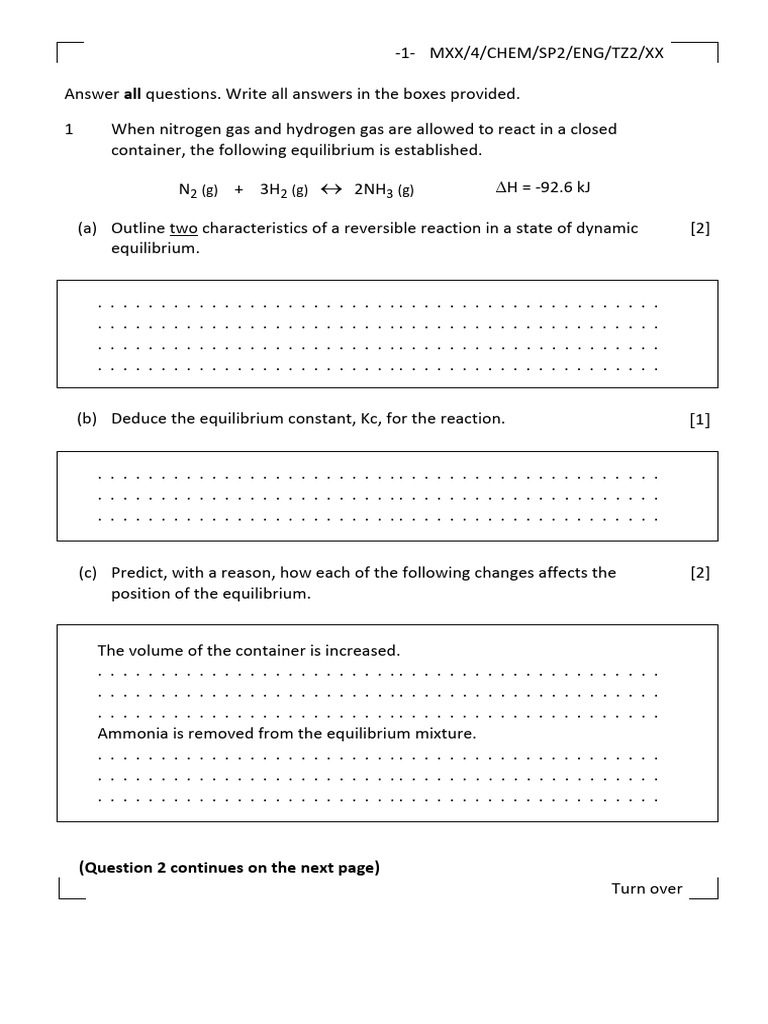 Paper 2 Question 1 | PDF | Chemical Reactions | Chemistry