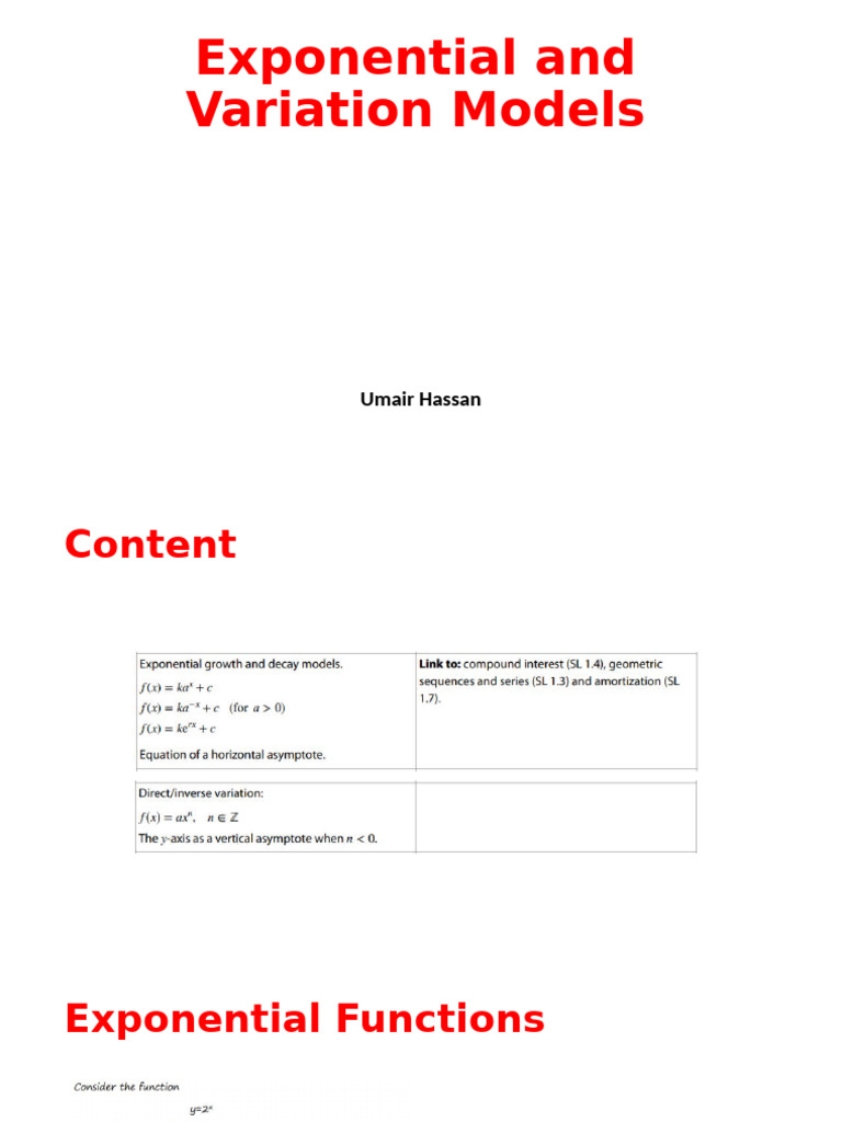 Exponential and Variation Models | PDF