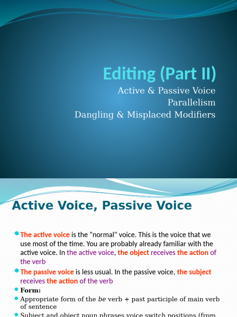 Editing (Part II) | PDF | Verb | English Grammar
