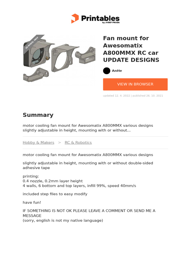 Awesomatix A800MMX Fan Mount Designs | PDF