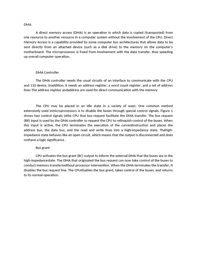 DMA | PDF | Input/Output | Central Processing Unit