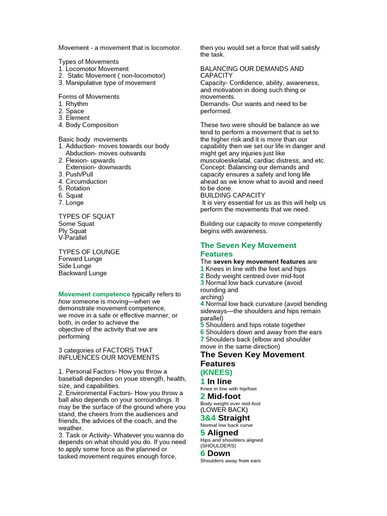 Pe Keypoints | PDF | Anatomical Terms Of Motion | Musculoskeletal System