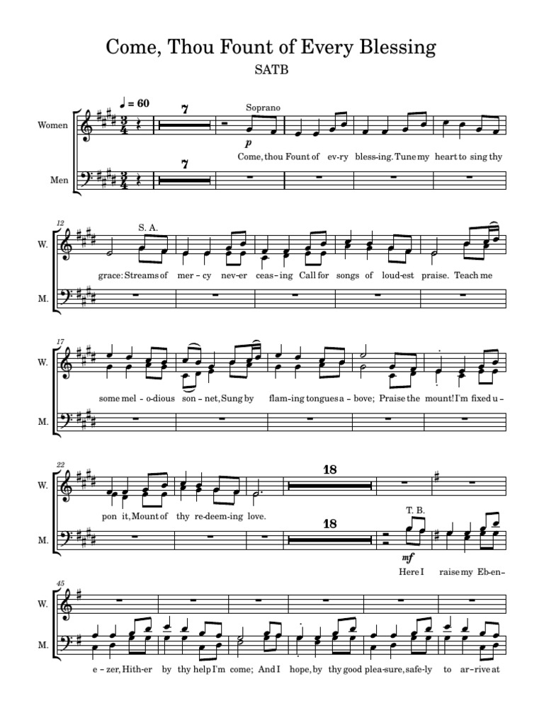 Come Thou Fount of Every Blessing Voices | PDF