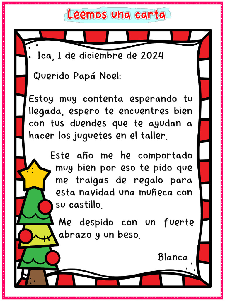 Ficha Leemos Una Carta Navideña Maestra Janet | PDF