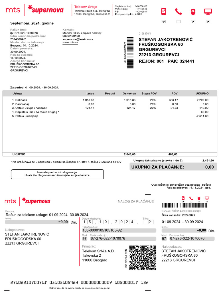 Stefan Jakotrenović Fruškogorska 60 Grgurevci 22213 GRGUREVCI REJON ...