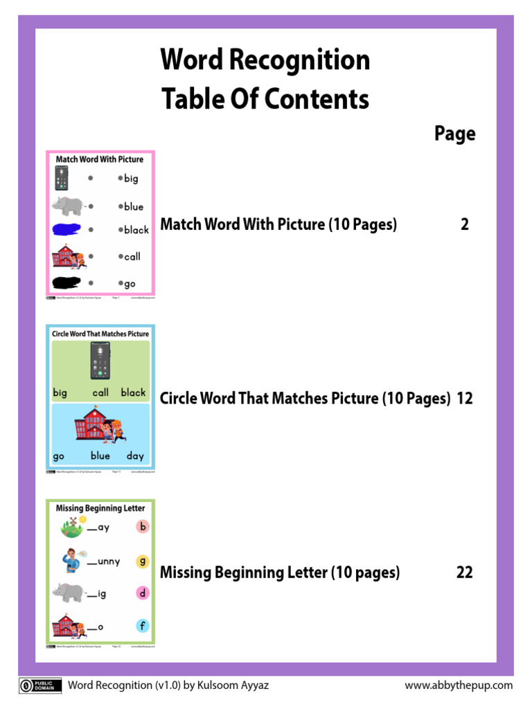Word Recognition Activities for Kids | PDF | Teachers | Expert
