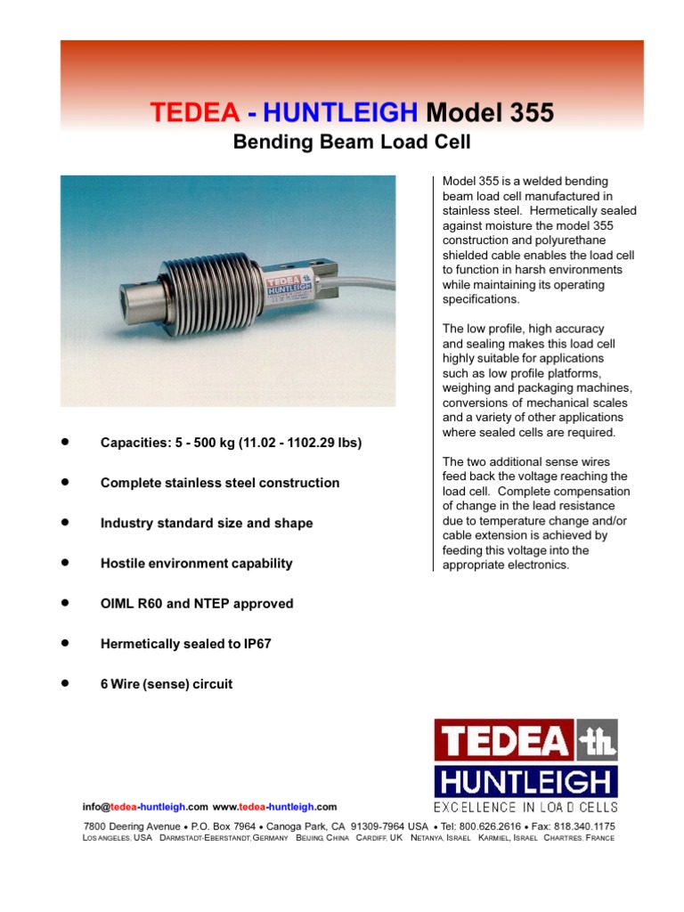 Tedea-Huntleigh 355 | PDF | Weighing Scale | Cable