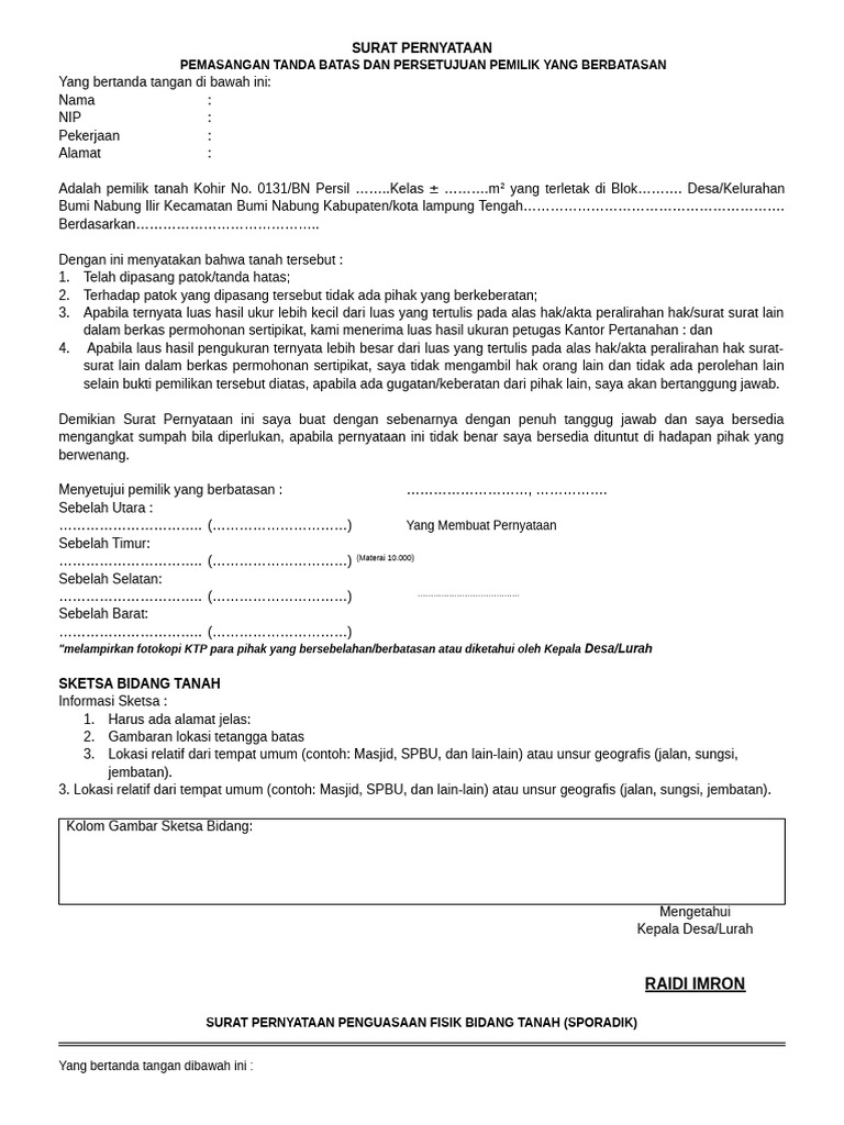 Surat Pernyataan Tba | PDF