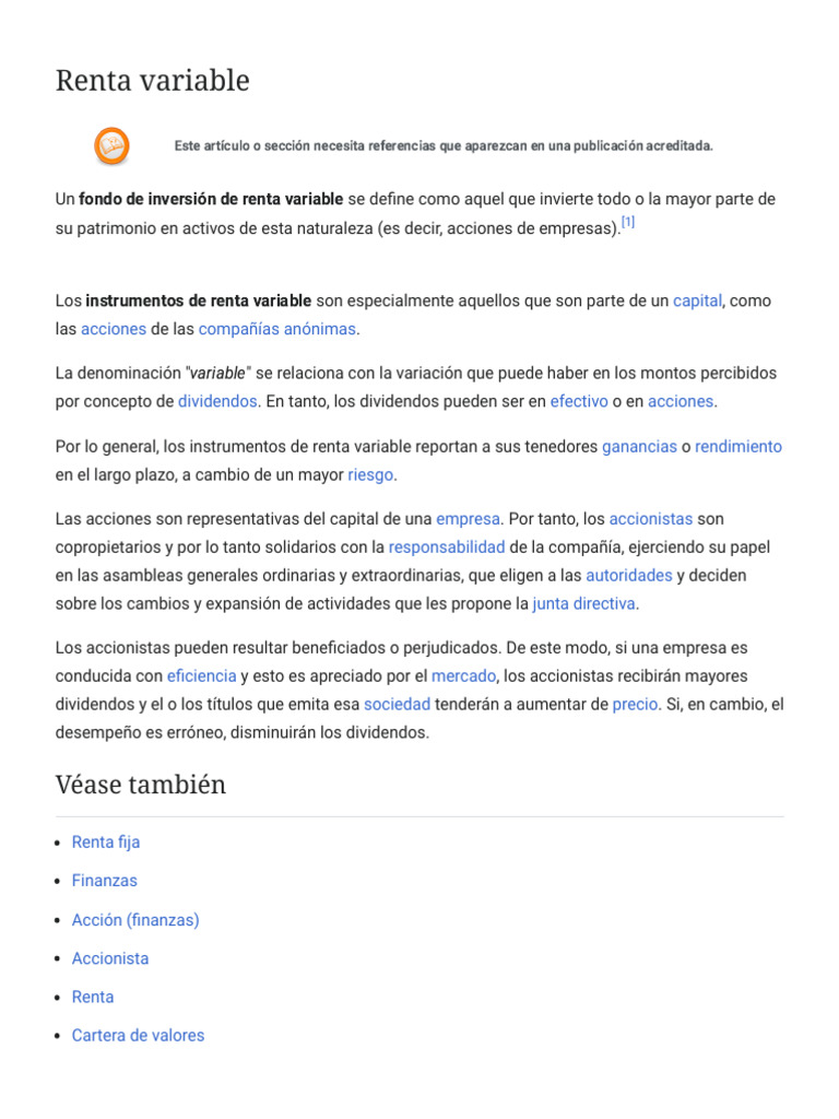 Fondos de Inversión en Renta Variable | PDF