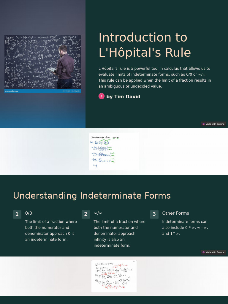 Introduction To LHopitals Rule | PDF | Derivative | Limit (Mathematics)