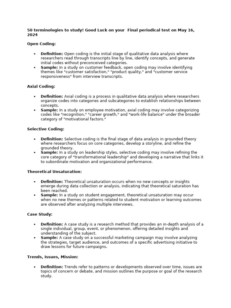 50 Terminologies To Study | PDF | Focus Group | Qualitative Research