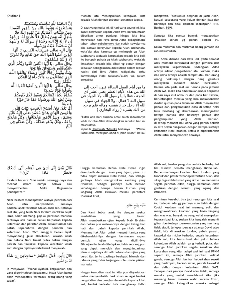 Khutbah Idul Adha 1442 H - Ust Saharuddin | PDF