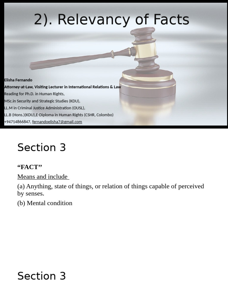 2 - Relevancy of Facts - 1 | PDF | Evidence (Law) | Hearsay