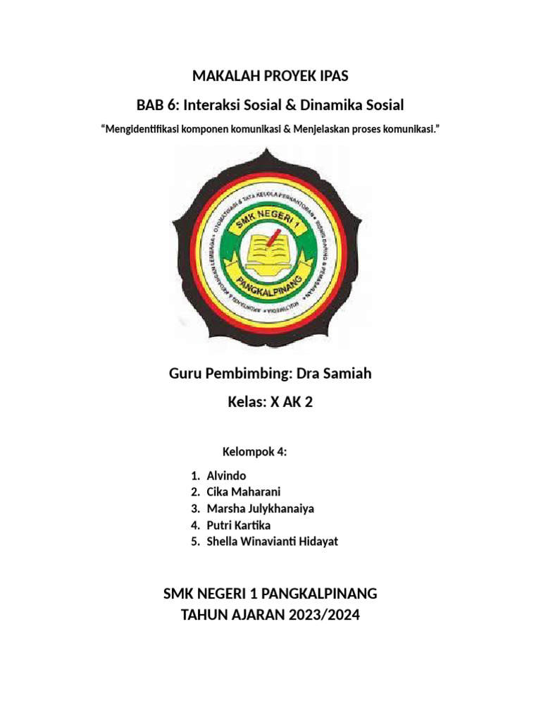 Interaksi Sosial Dan Dinamika Sosial | PDF