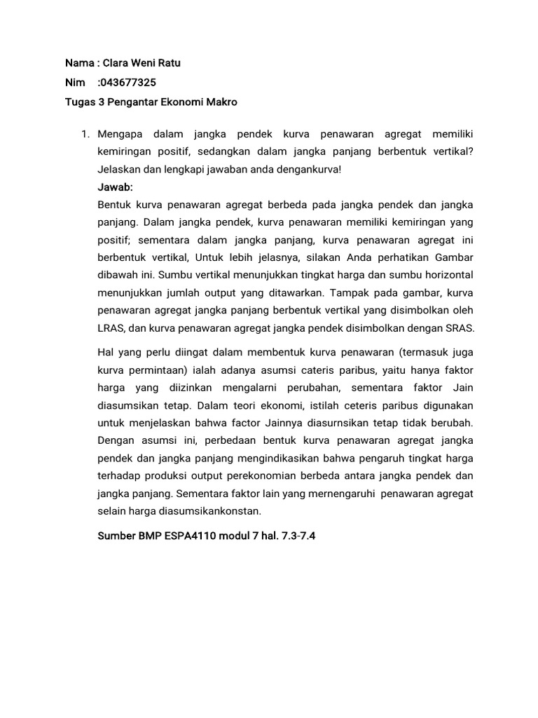 TUGAS 3 Clara Weni Ratu - Pengantar Ekonomi Makro | PDF