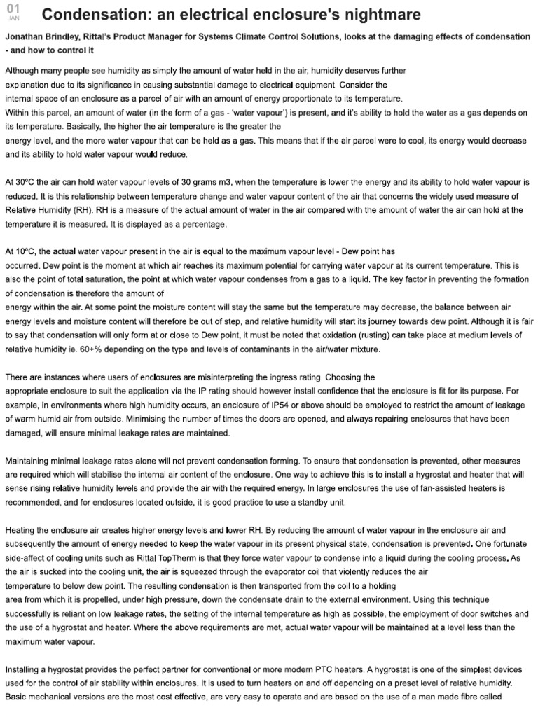 Condensation-Electrical Enclosure's Nightmare | PDF