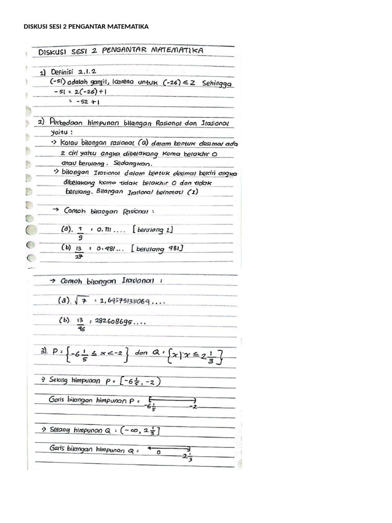 Diskusi Sesi 2 Pengantar Matematika | PDF